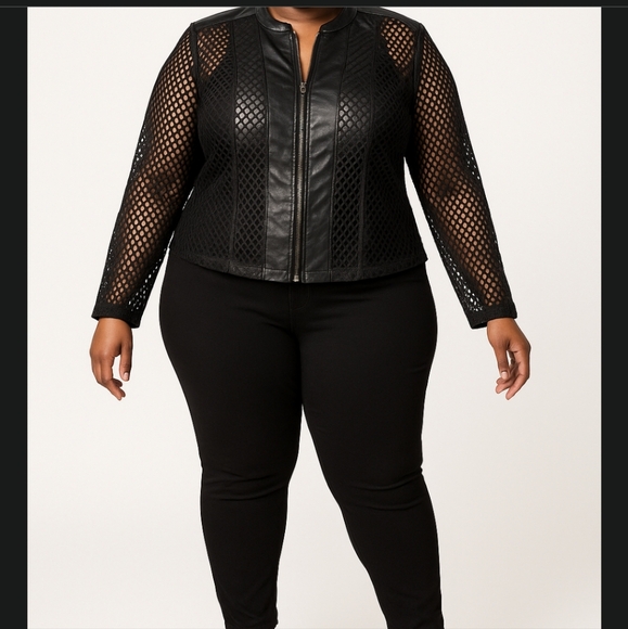 Ashley Stewart | Jackets & Coats | Nwt Ashley Stewart Black Fishnet ...